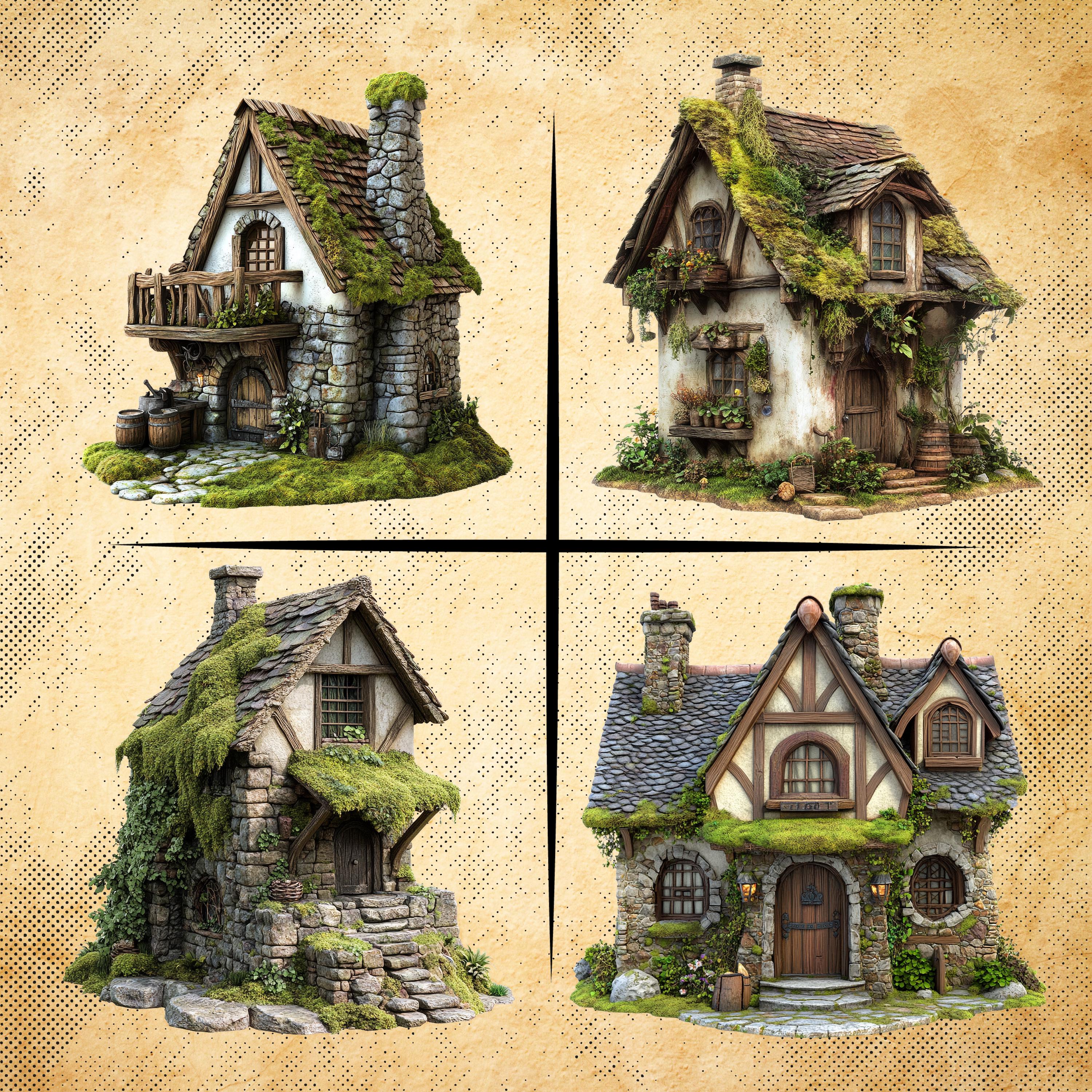 Mossy Medieval Houses – Fantasy Village Homes With Nature Touch ...