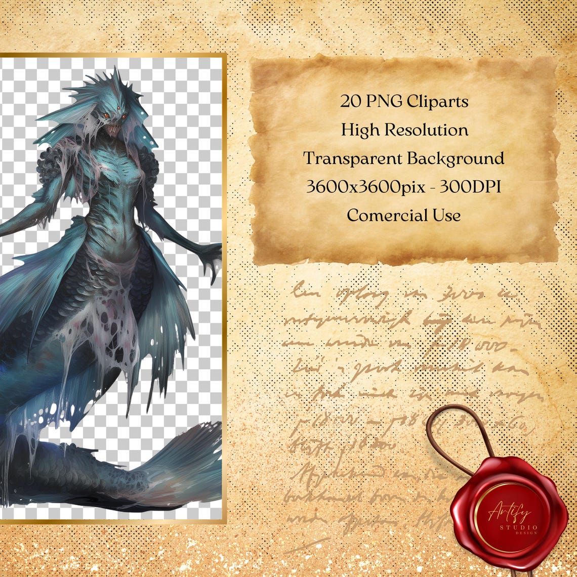 Dark Sirens – Terrifying Creatures of the Deep, Fantasy Cliparts ...