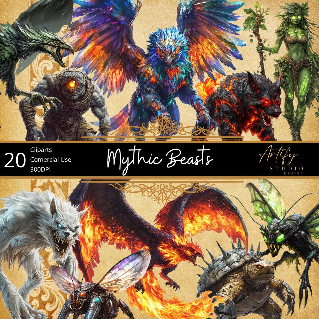 Mythic Beasts Cliparts, Fantasy Creatures , Commercial Use, RPG , PNG ...