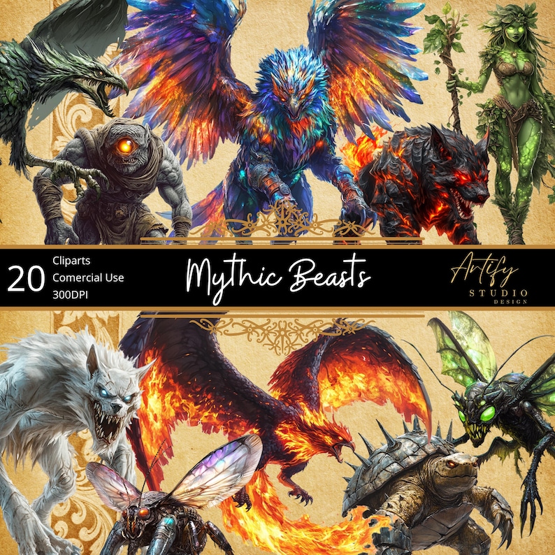 Mythic Beasts Cliparts, Fantasy Creatures , Commercial Use, RPG , PNG ...