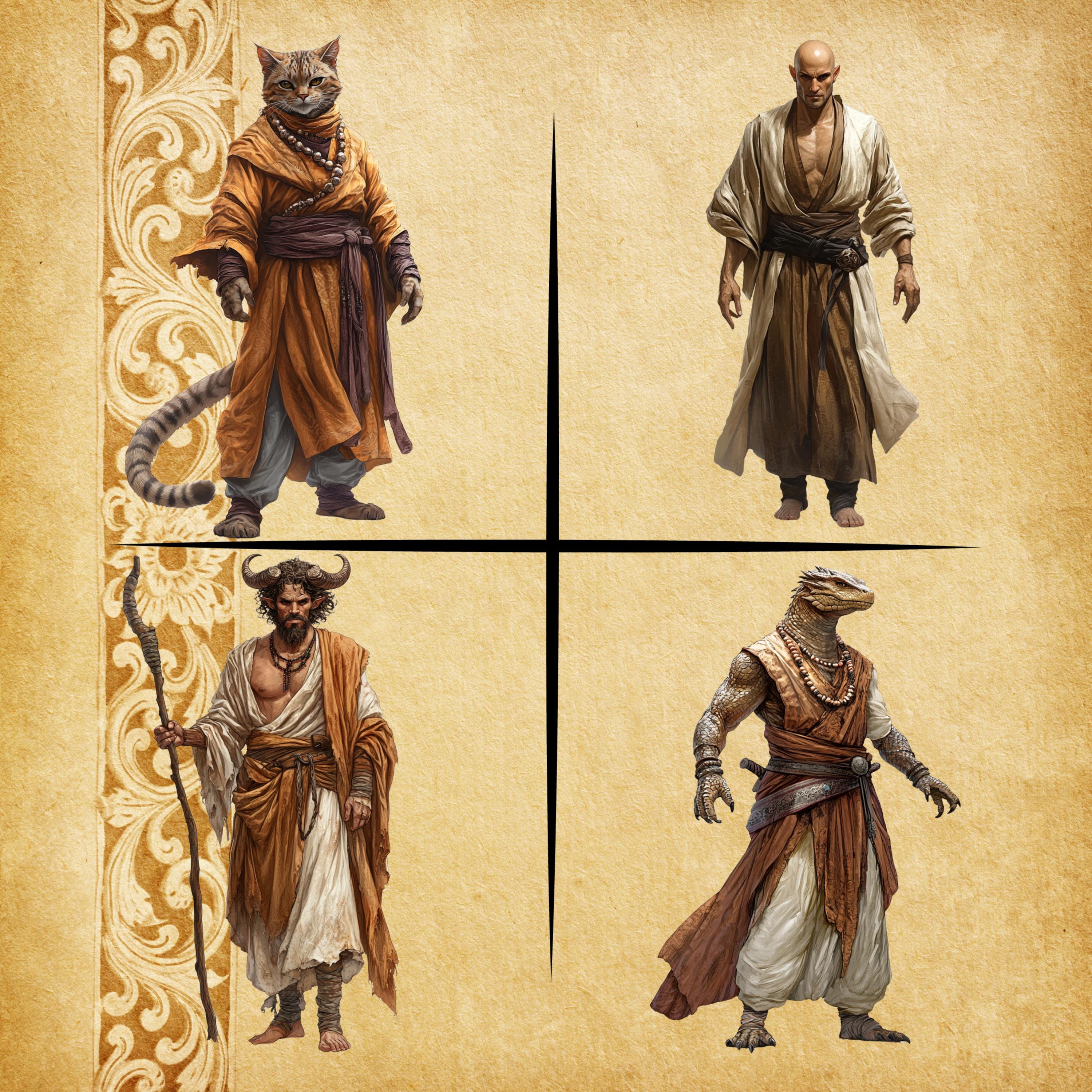 Fantasy Monks – 20 Epic Cliparts , Transparent Background Pngs for ...