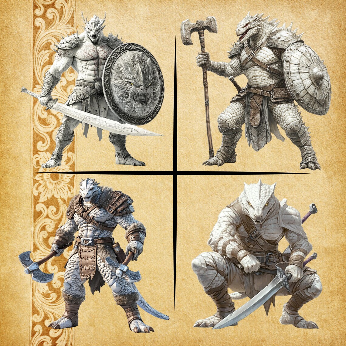 Dragonborn Barbarians Fantasy RPG Cliparts , Commercial Use , PNG ...