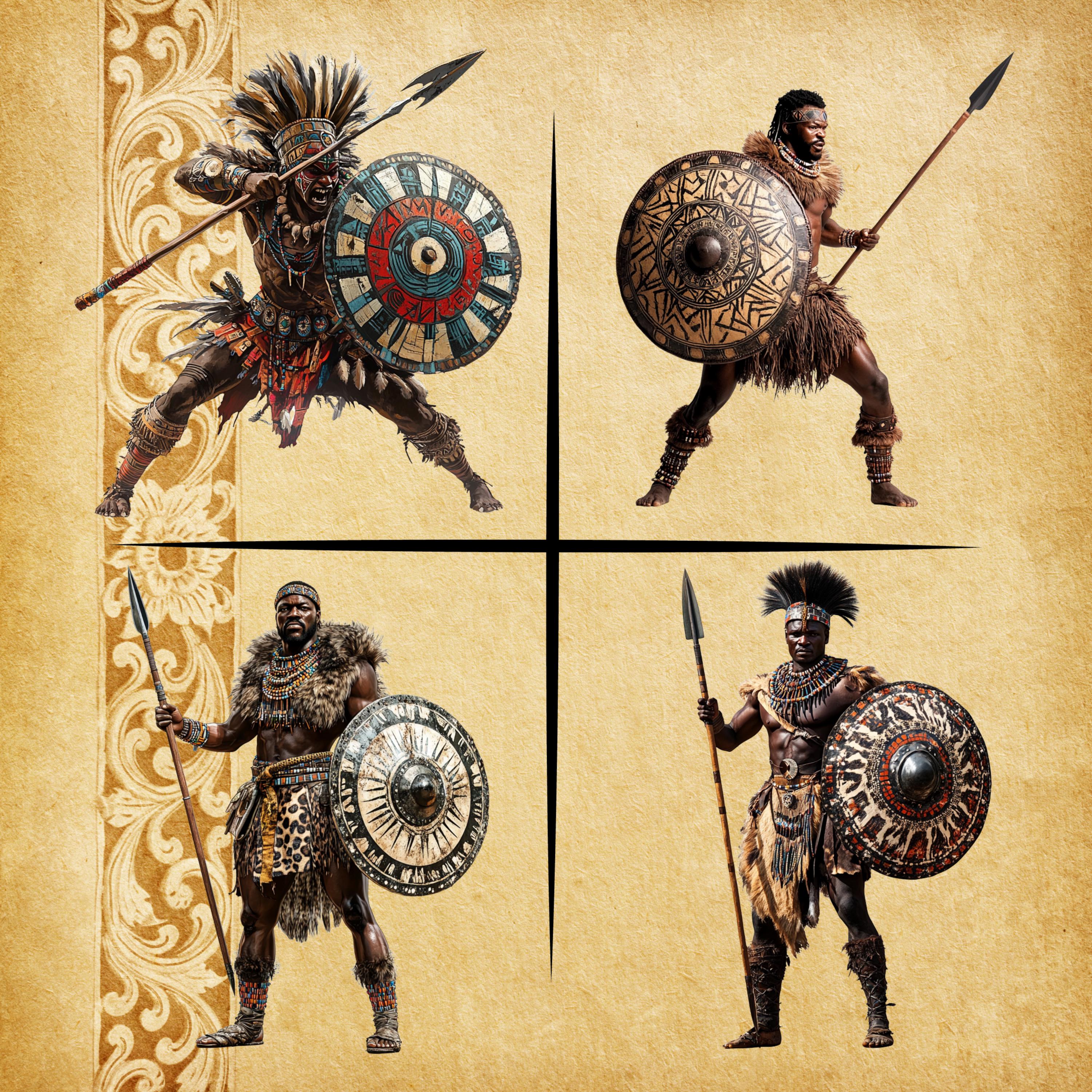 Zulu Warriors Clipart – 20 Stunning Illustrations of Traditional Zulu ...