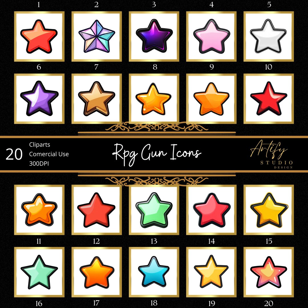 RPG Icon Stars – 20 Unique 2D Star Icons for Board Games and Card ...