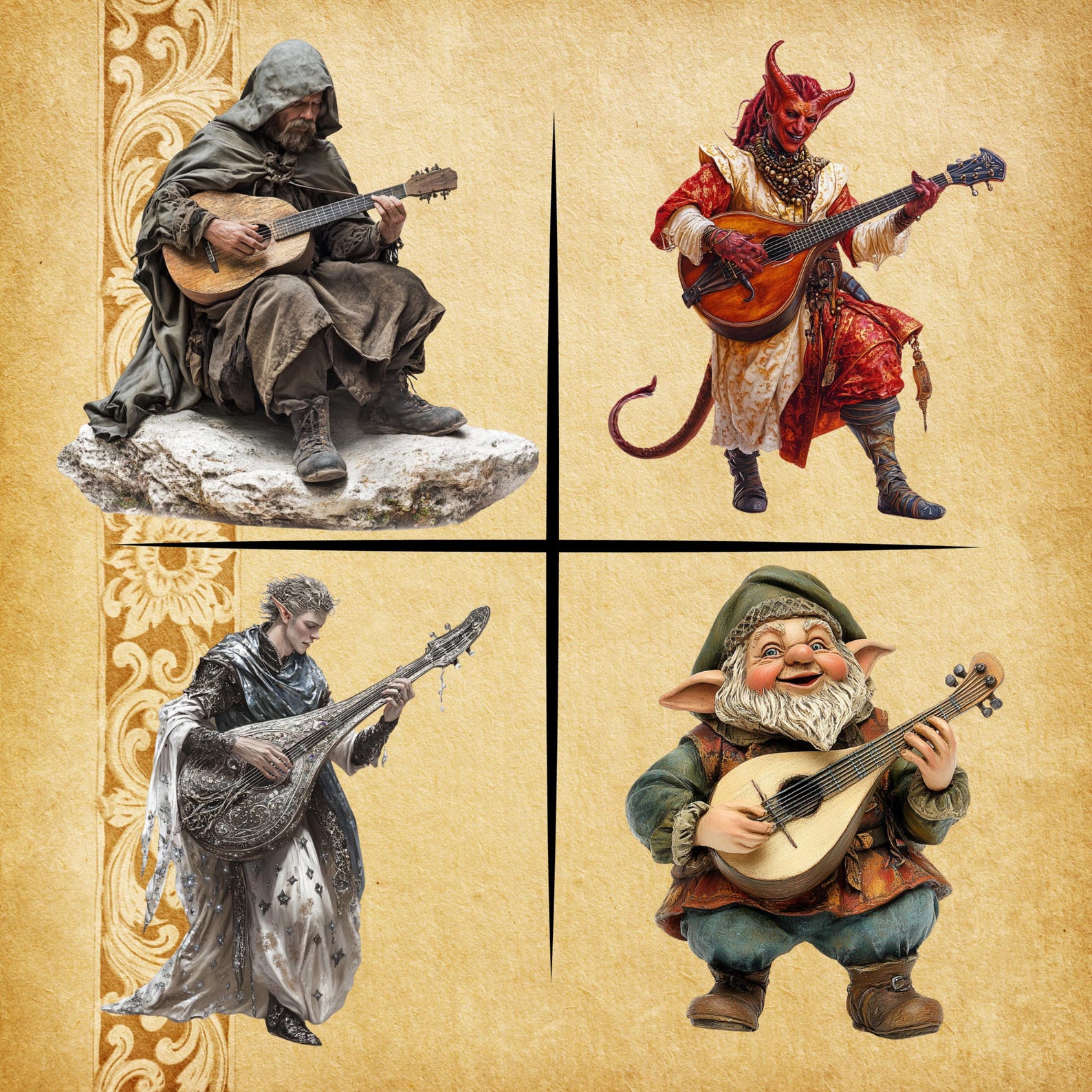 Fantasy Bards Clipart – Magical Musicians and Storytellers of the ...