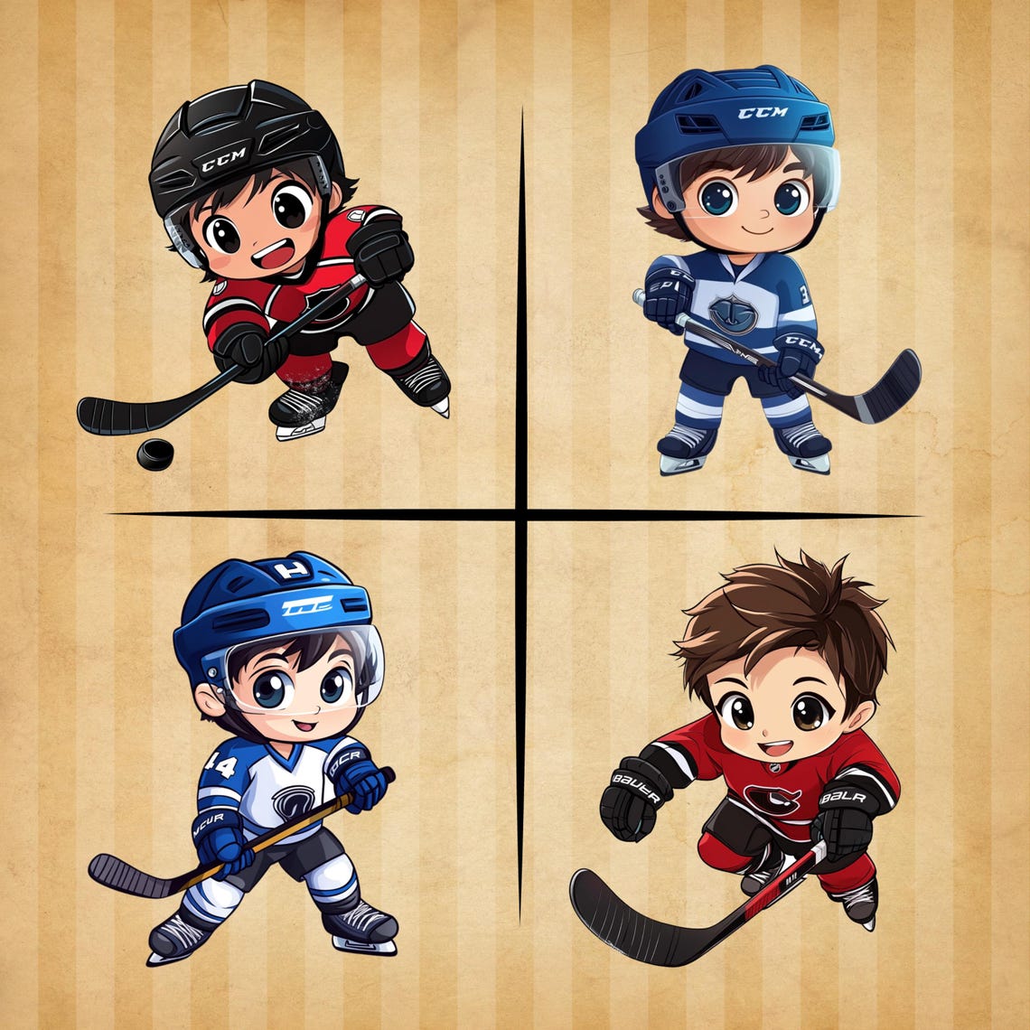 Chibi Hockey Players Clipart – 20 Cute Hockey Player Illustrations ...