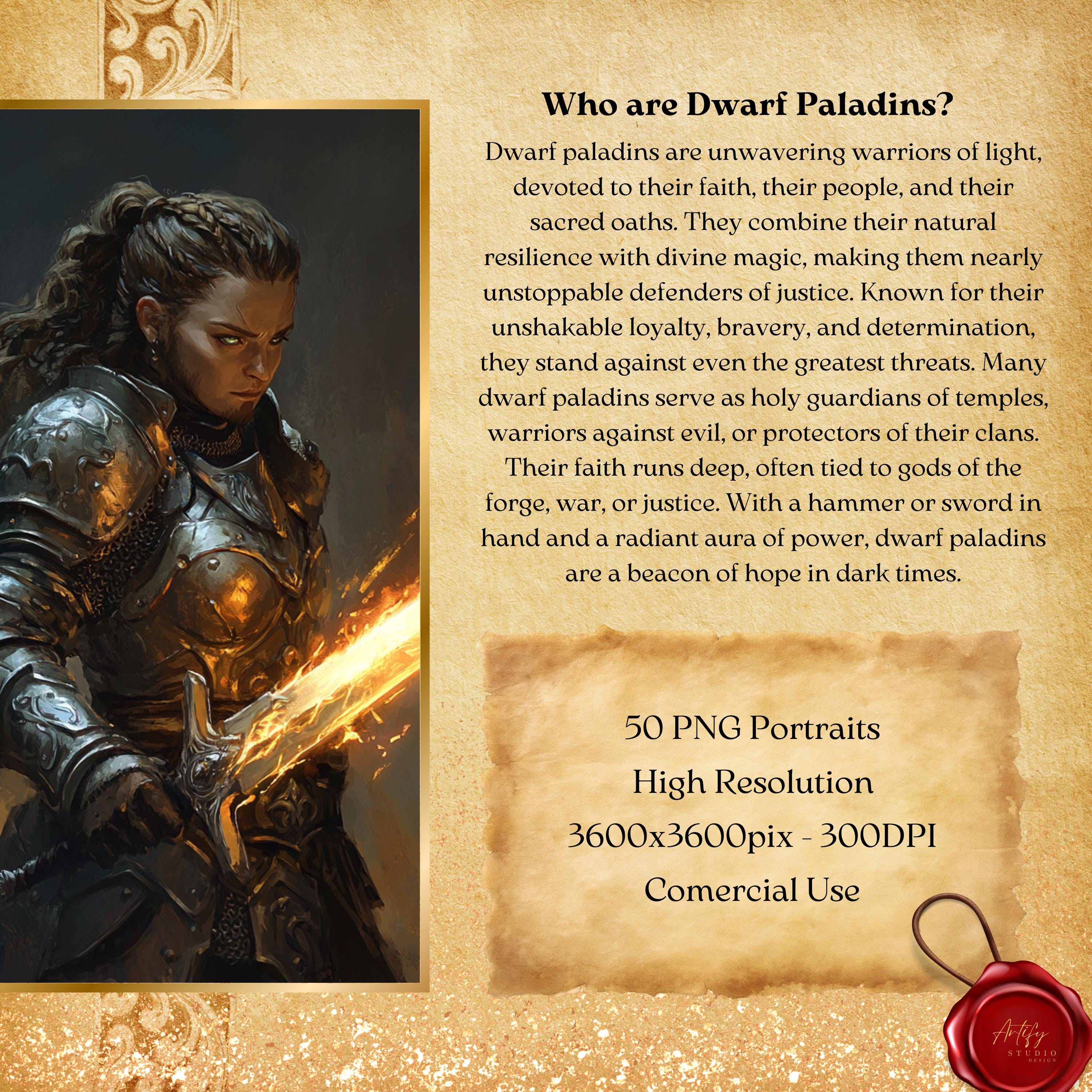 50 Female Dwarf Paladin Portraits – Guardians of Light , Fantasy TTRPG ...
