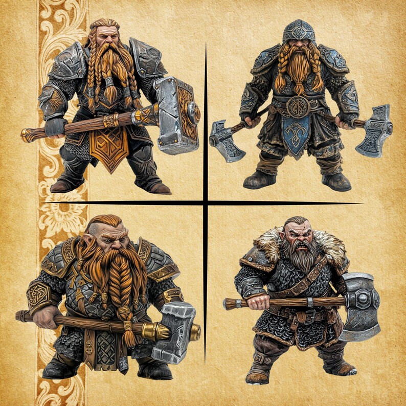 Fantasy RPG Dwarf Warriors Cliparts, Commercial Use, Dnd, RPG , PNG ...