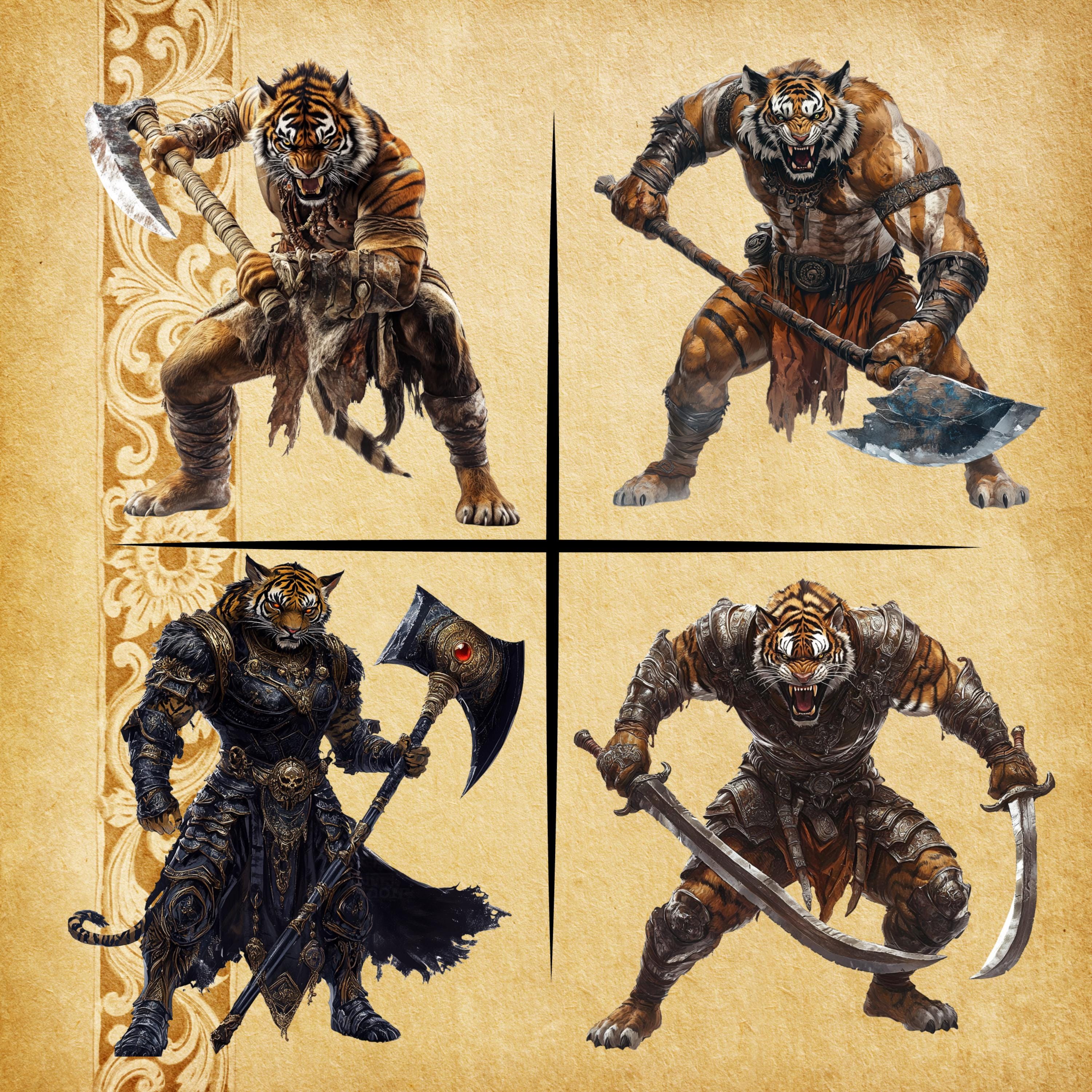 Raksasa – Tigerfolk Warriors & Mages – 24 Fantasy Cliparts ...