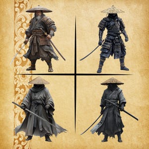 Exiled Ronins – 20 Wandering Warrior Cliparts , Transparent Background ...