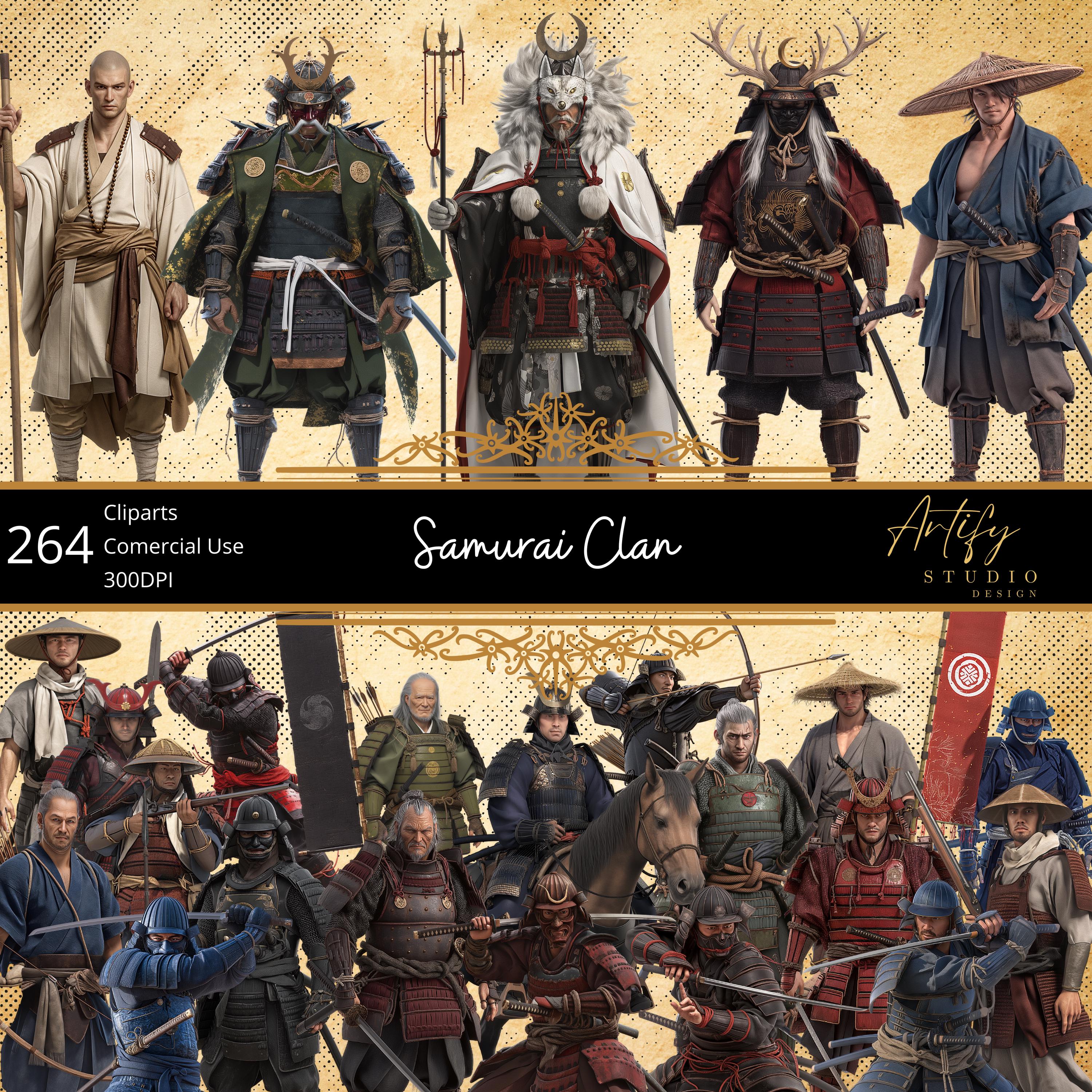 Samurai Clan Cliparts – 264 Japanese Warrior Units for TTRPG, RPG ...