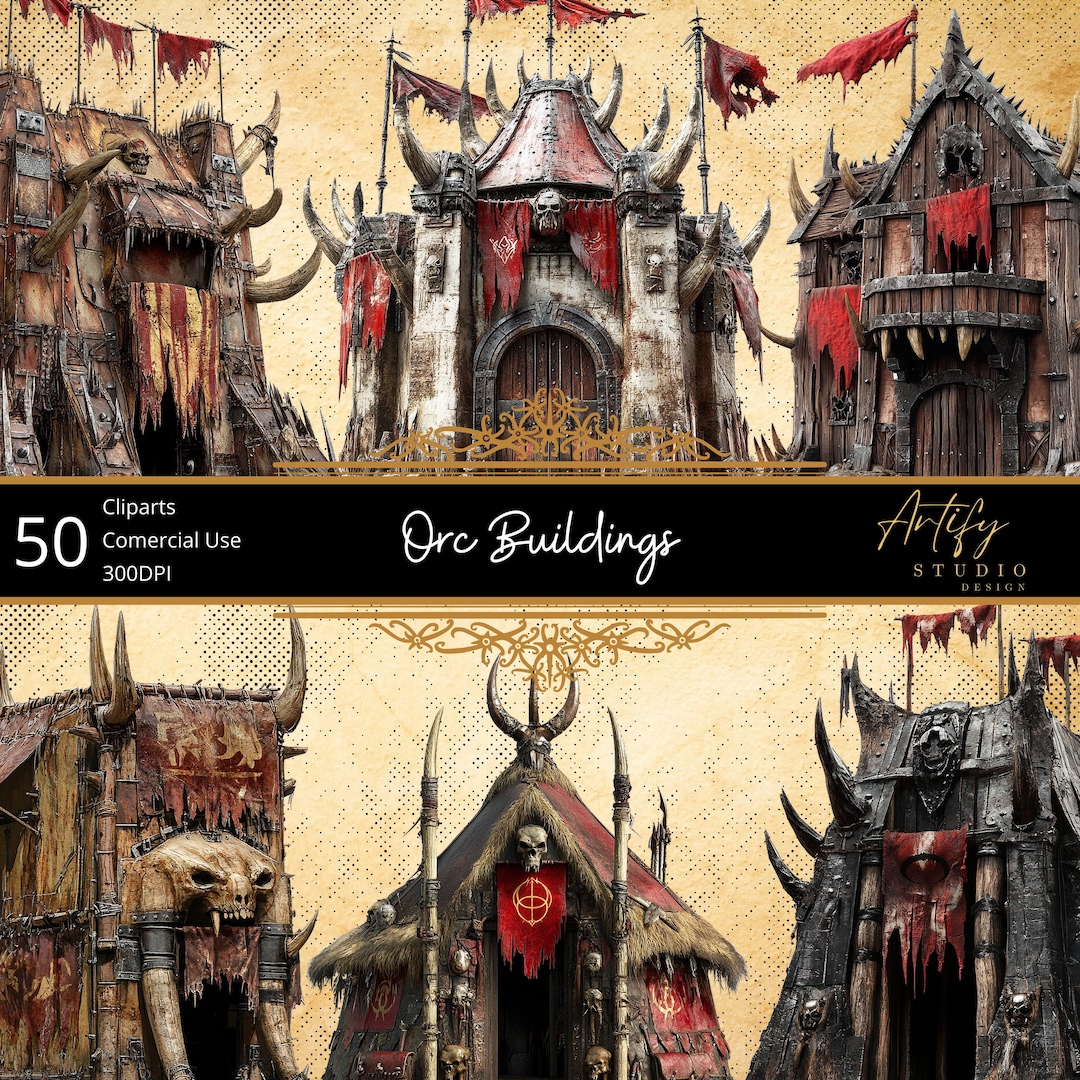Orc Buildings – Rugged and Powerful Orc Architecture , Fantasy Cliparts ...