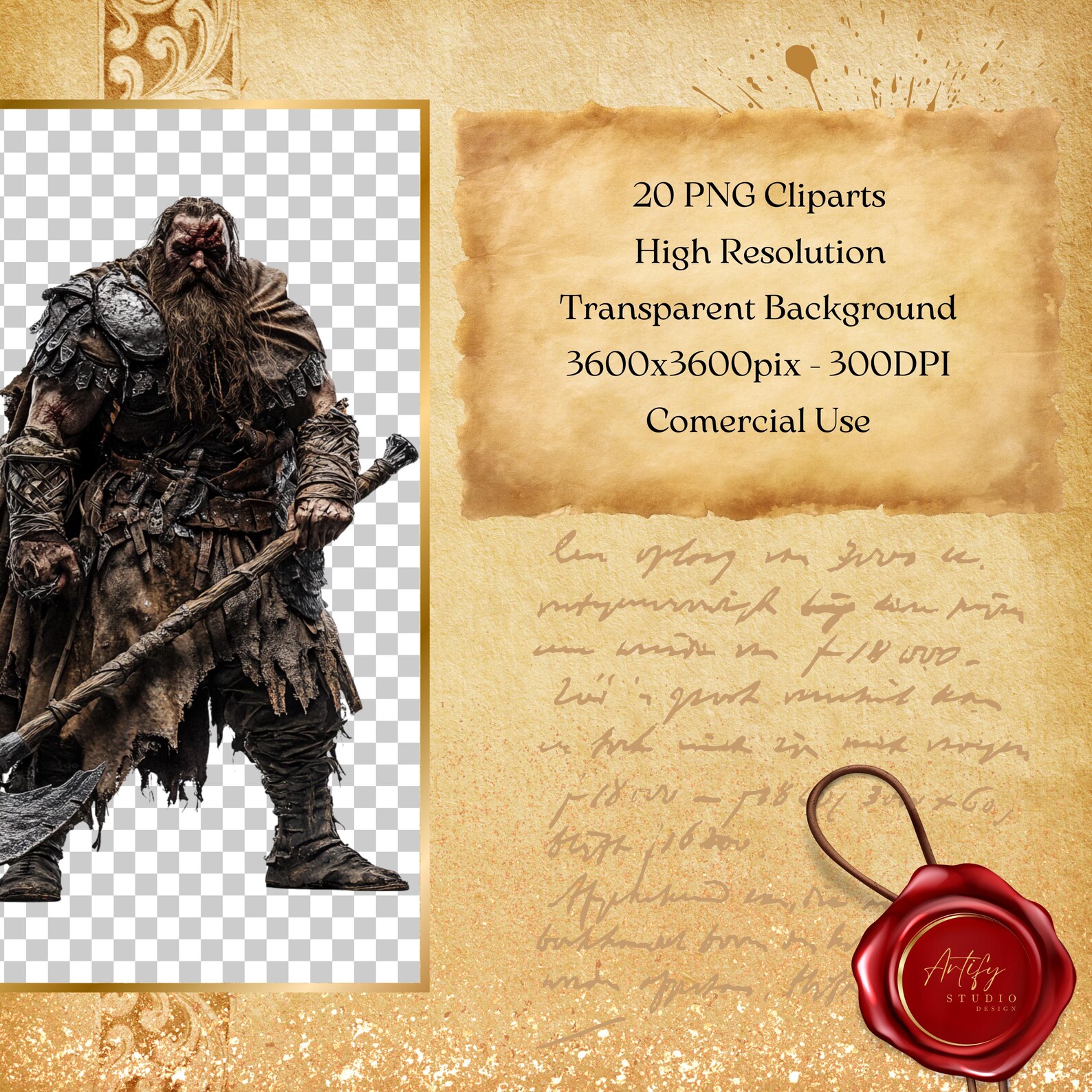 Wild Barbarians Clipart – 20 Powerful and Fierce Warriors for Your ...