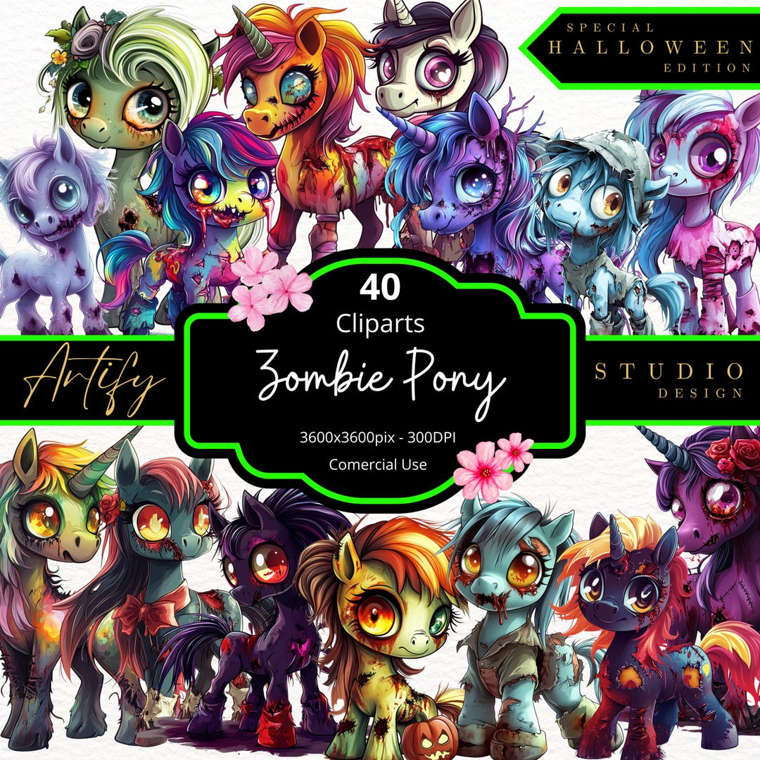 Zombie Pony Cliparts, Commercial Use, Halloween Scary Zombie Pony, PNG ...