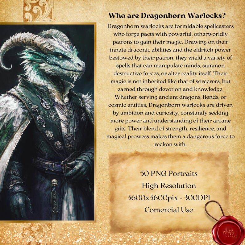 50 Dragonborn Warlock Portraits – Arcane and Eldritch Characters ...