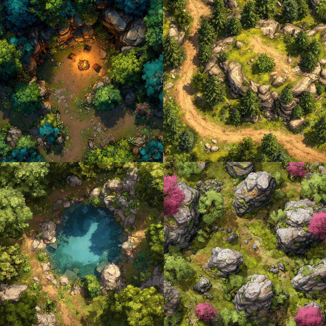 Forest Battle Maps, Digital RPG Maps, Dnd Fantasy Maps, Roll20 ...