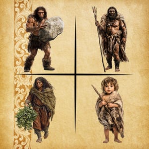 Neanderthal People Clipart – Prehistoric Humans From the Stone Age – 20 ...