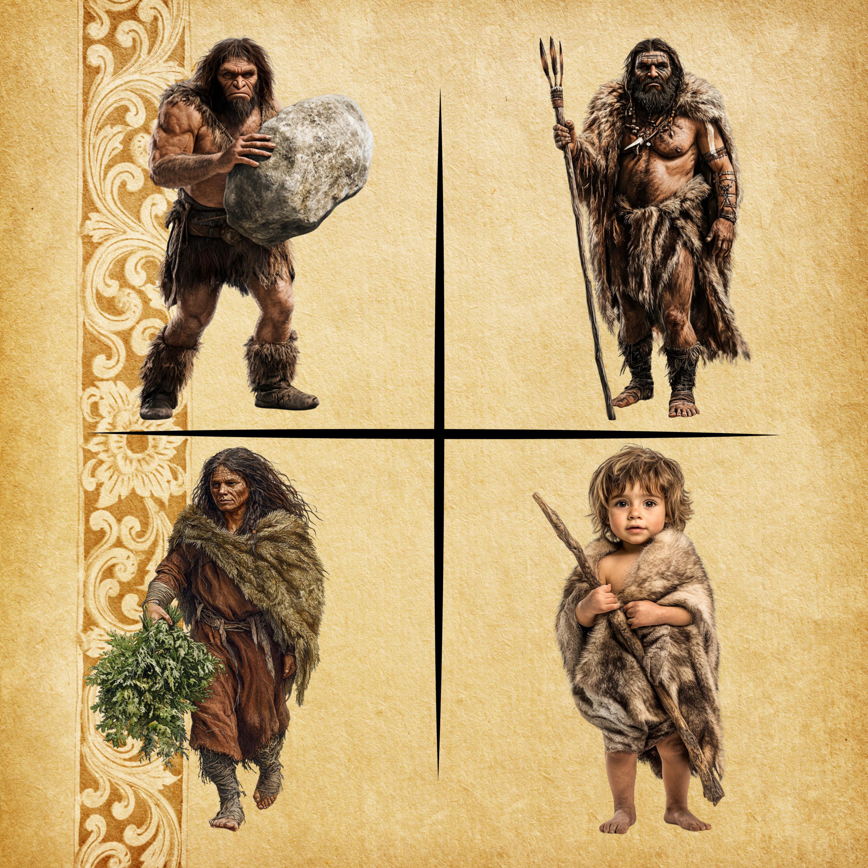 Neanderthal People Clipart – Prehistoric Humans From the Stone Age – 20 ...