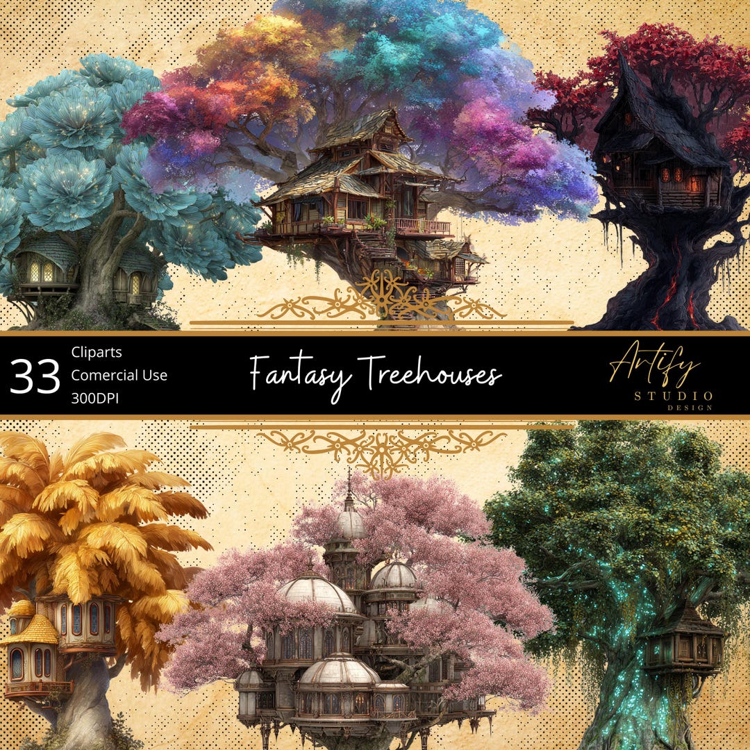 Fantasy Treehouses – 33 Cliparts , Digital Download , Commercial Use - Etsy