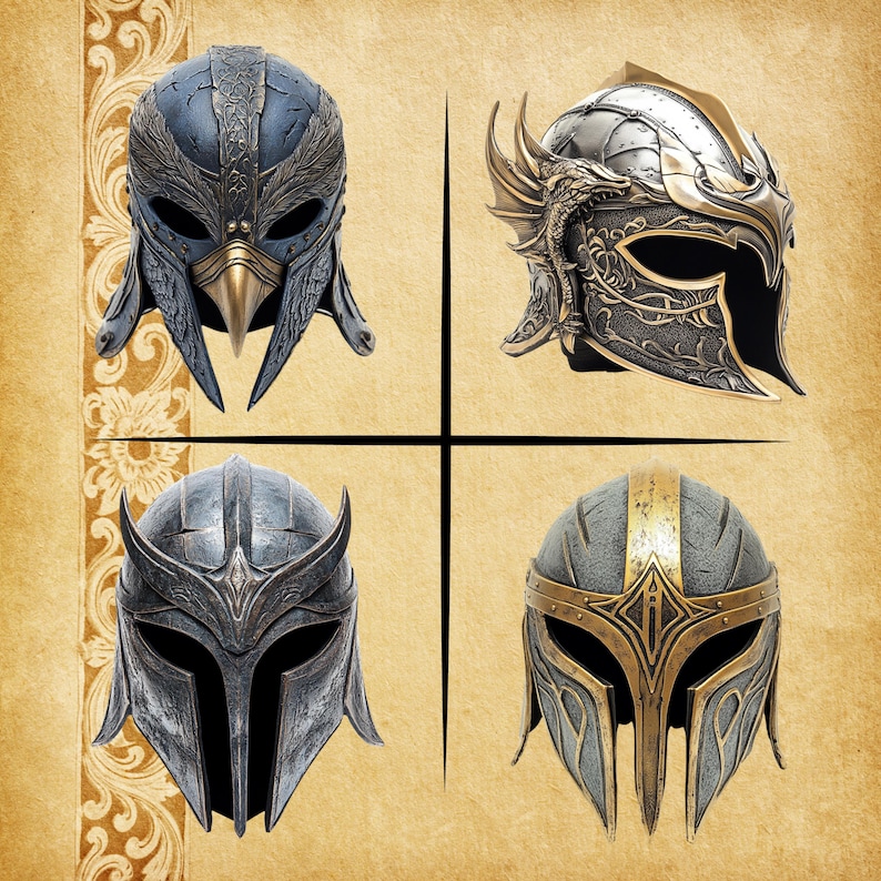 Fantasy Helmets Clipart – 20 Intricately Designed Helmets for Epic ...
