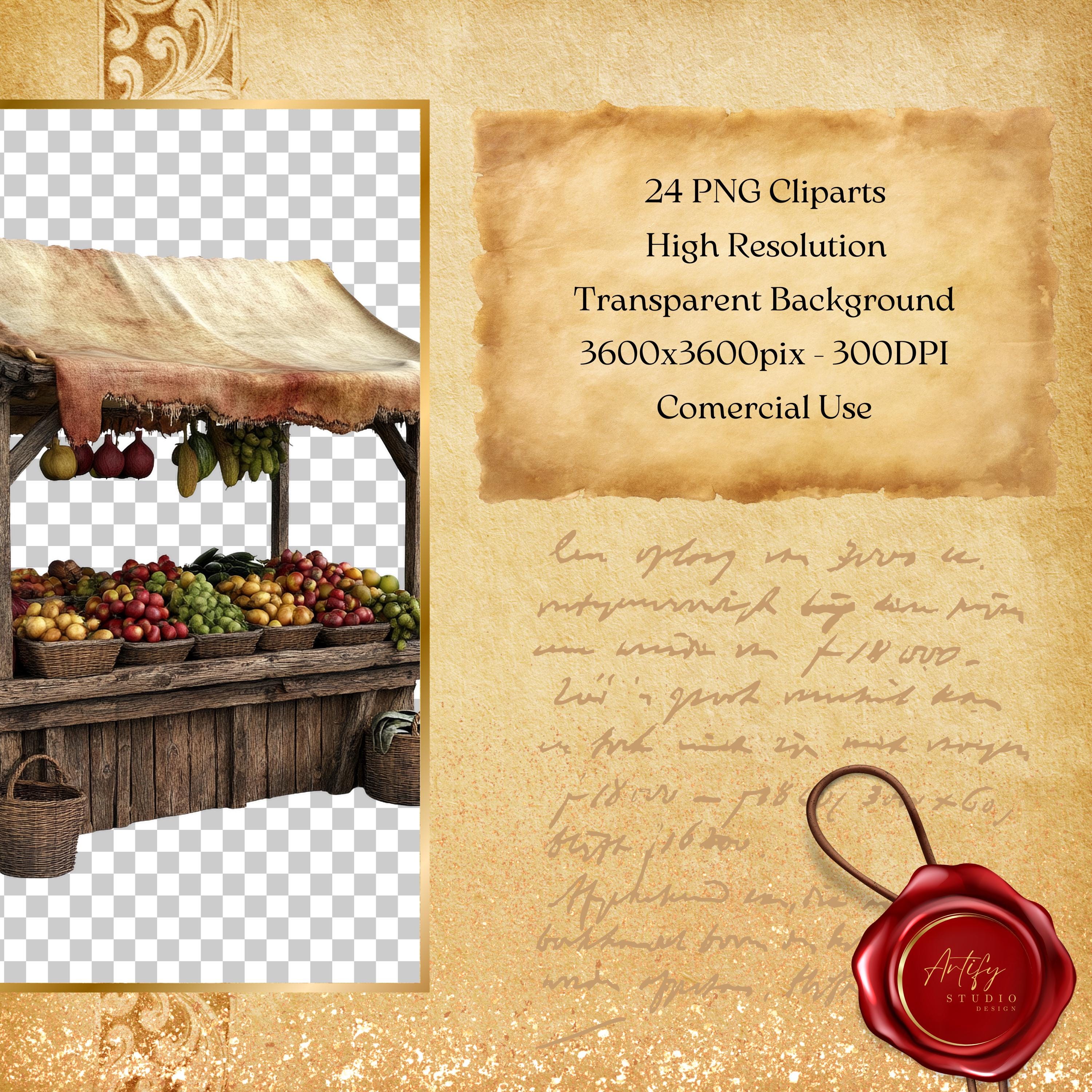Medieval Stalls and Shops – 24 Illustrations of Historical Market ...