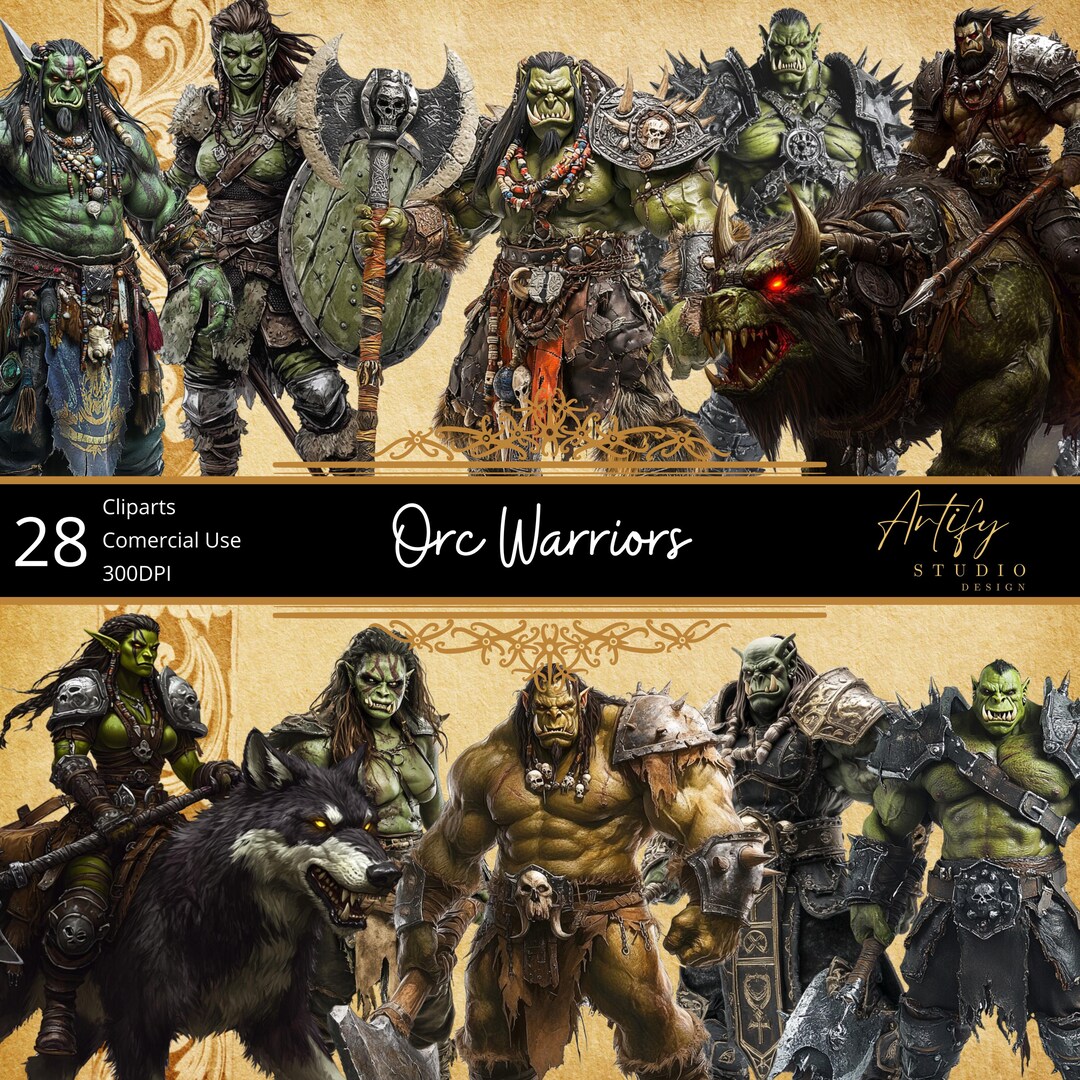 Orc Warriors Cliparts, Commercial Use, Dnd, RPG , PNG, Collection for ...