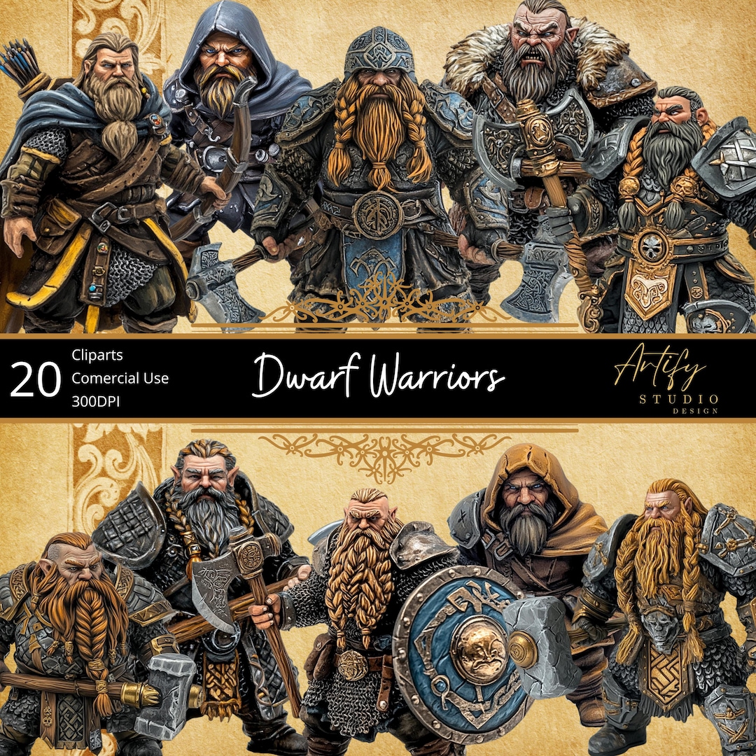 Fantasy RPG Dwarf Warriors Cliparts, Commercial Use, Dnd, RPG , PNG ...