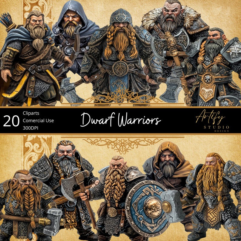 Fantasy RPG Dwarf Warriors Cliparts, Commercial Use, Dnd, RPG , PNG ...