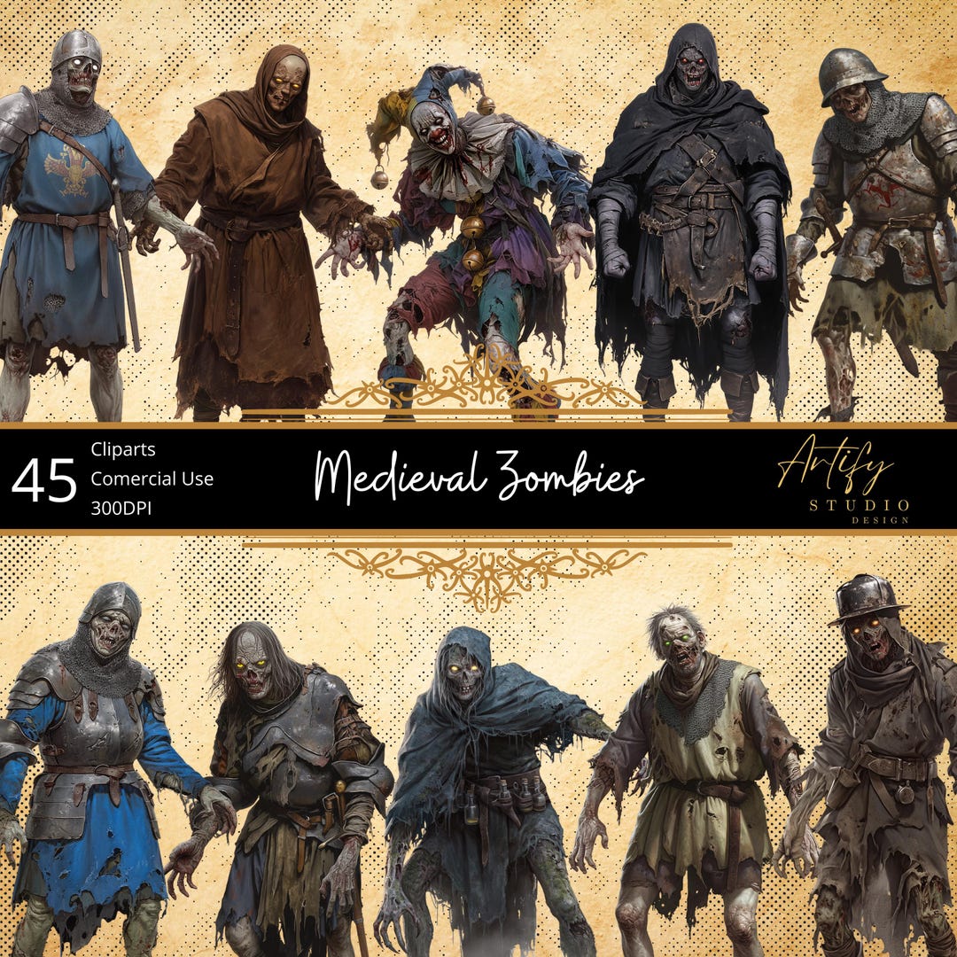 Medieval Zombies – 45 Undead Fantasy Characters Cliparts , TTRPG ...