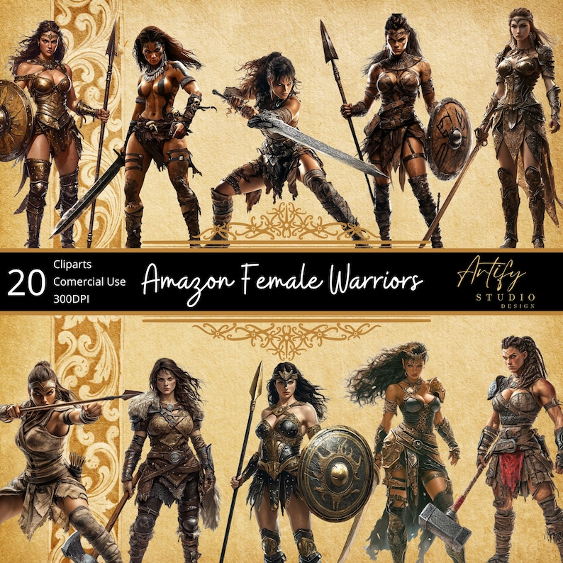 Amazon Female Warriors – 20 Cliparts , 300 DPI , Transparent Background ...