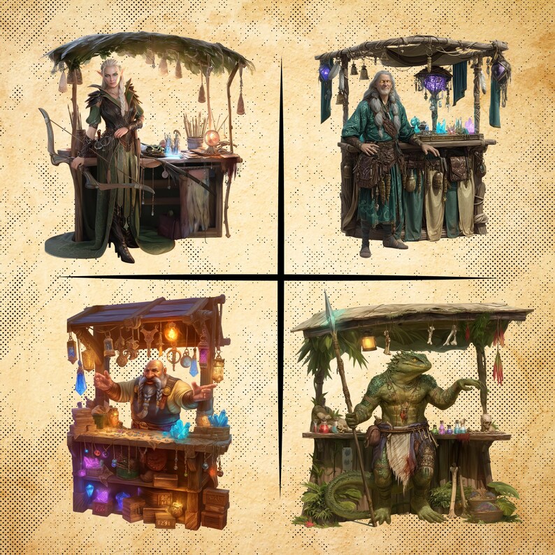 Relic Stallkeepers – 14 Fantasy Merchant Cliparts for RPG & TTRPG ...