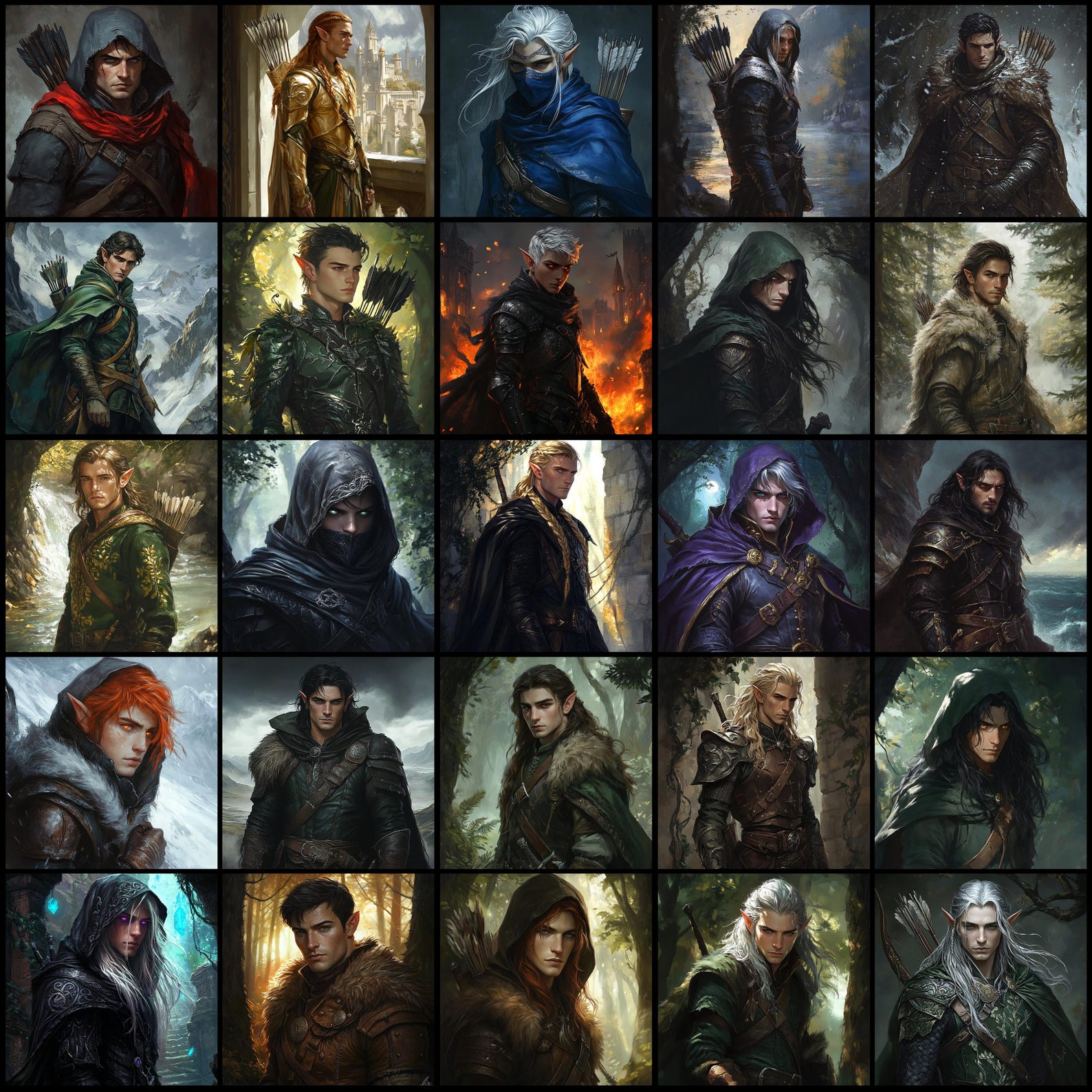 50 Male Elf Ranger Portraits – Fantasy TTRPG Character Digital ...