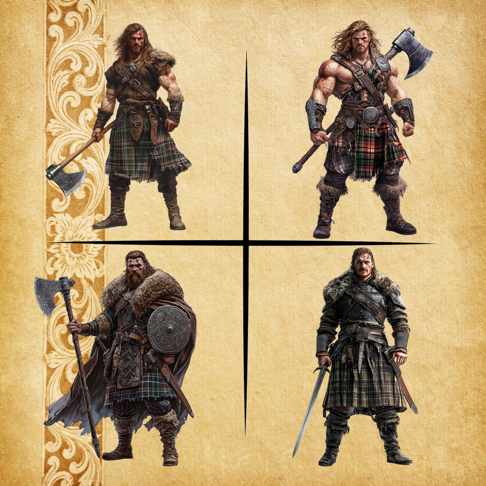 Scottish Highlander Warriors – 20 Cliparts of Fierce Highland Warriors ...