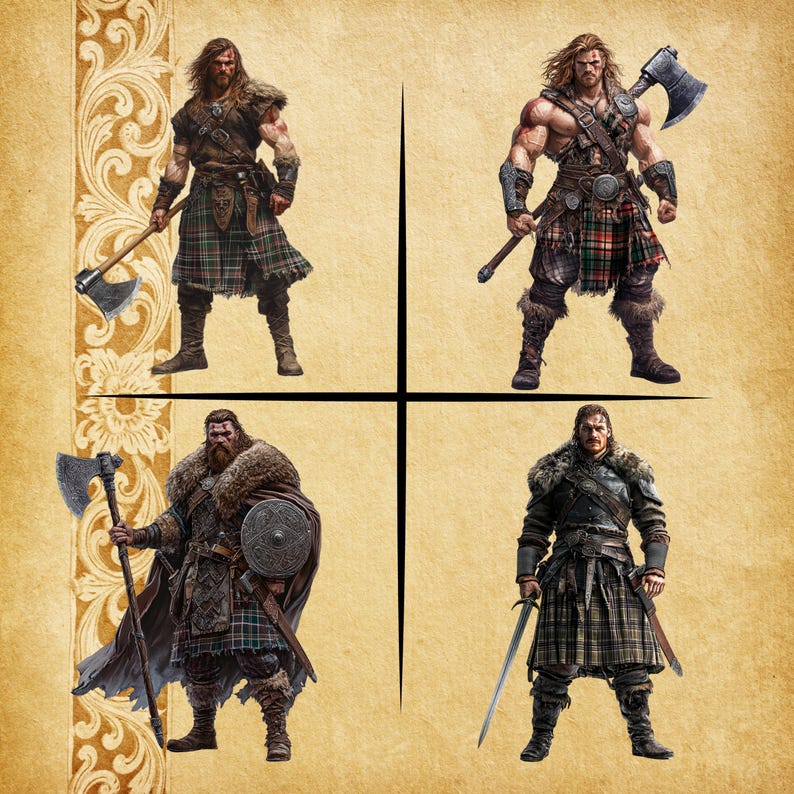 Scottish Highlander Warriors – 20 Cliparts of Fierce Highland Warriors ...