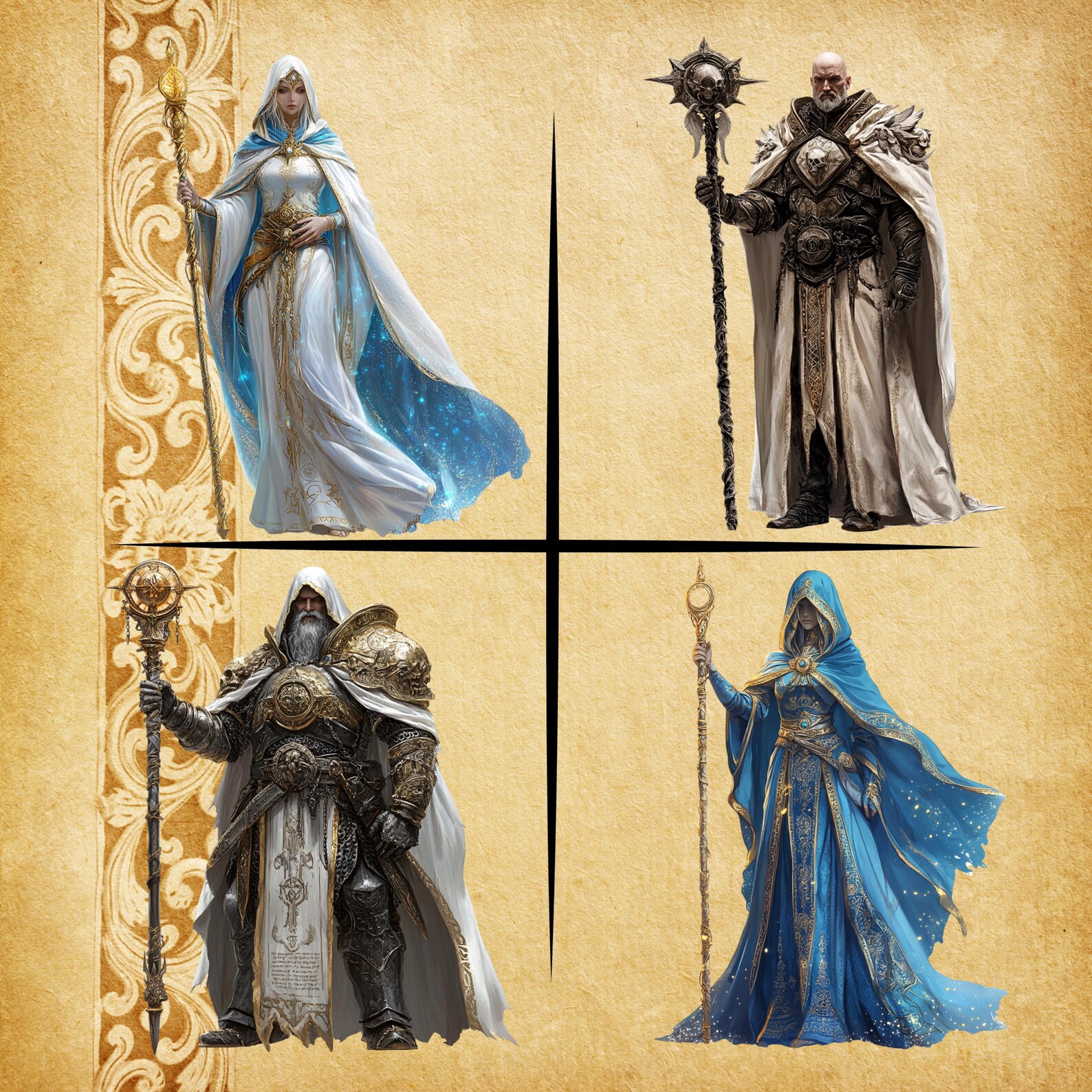 Human Holy Priests – 24 Fantasy Cliparts , Transparent Background Pngs ...