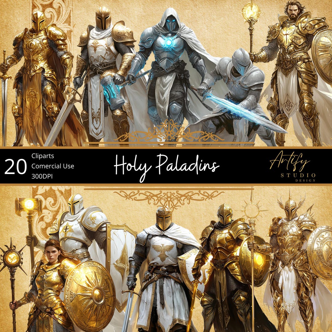 Holy Paladins Fantasy Cliparts, Paladin Warriors,commercial Use, RPG ...