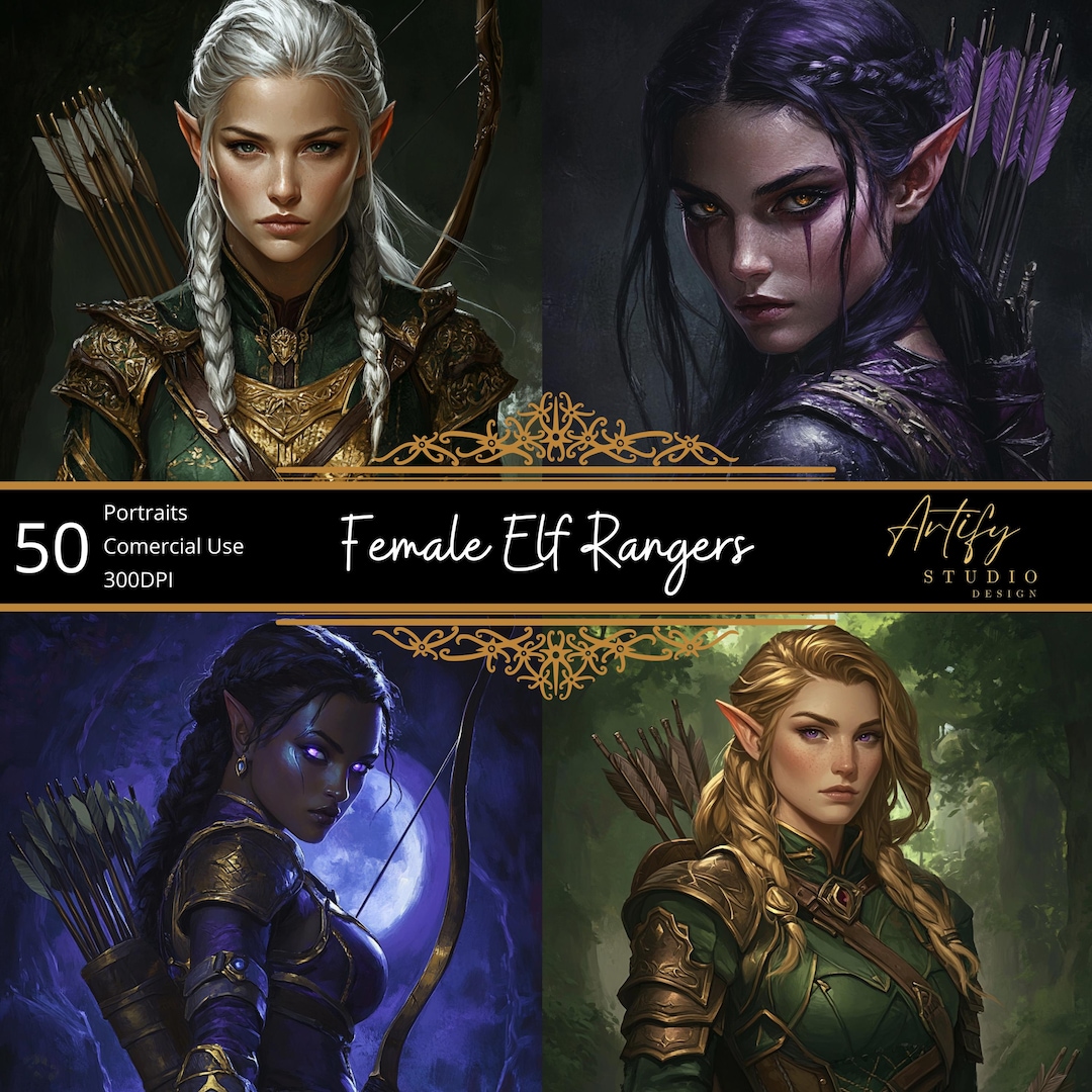 50 Female Elf Ranger Portraits , Fantasy TTRPG Character Digital ...