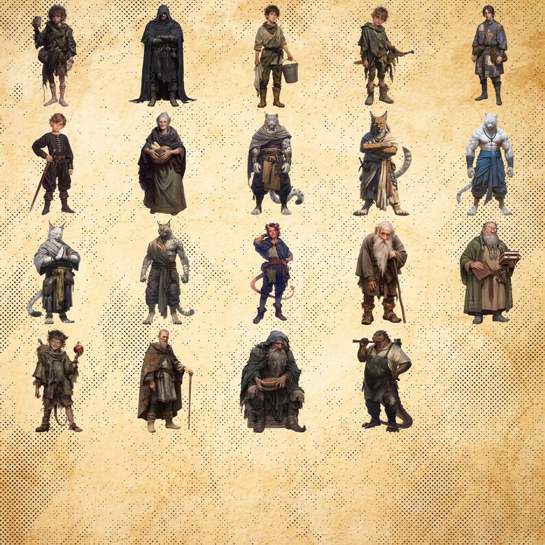 RPG Village Npcs – Everyday Folk of a Fantasy Realm, 39 Cliparts ...