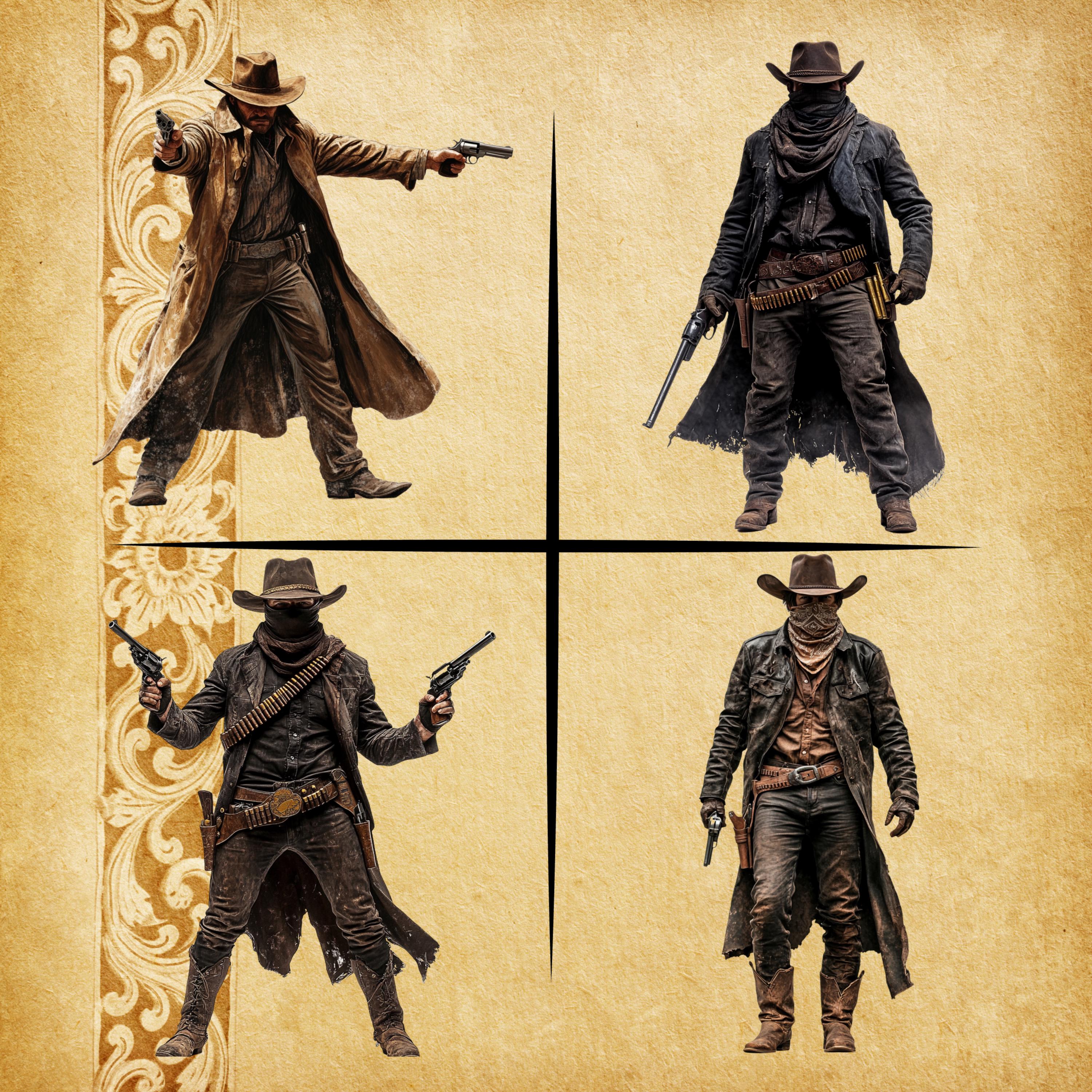 Western Bandits Clipart – 20 Rugged and Notorious Outlaws of the Wild ...