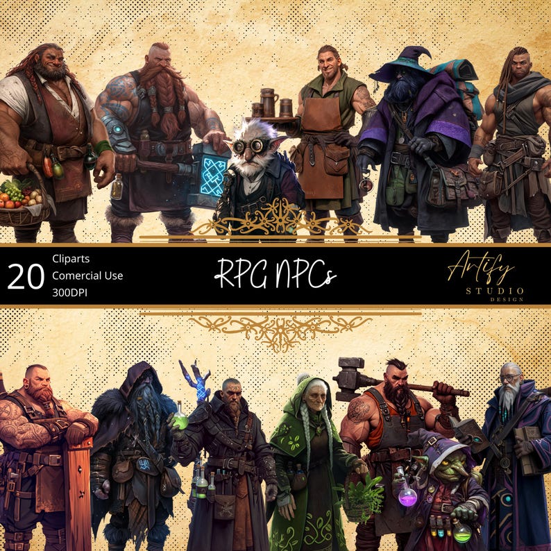 RPG Npcs – 20 Cliparts of Fantasy Characters for TTRPG & RPG Adventures ...