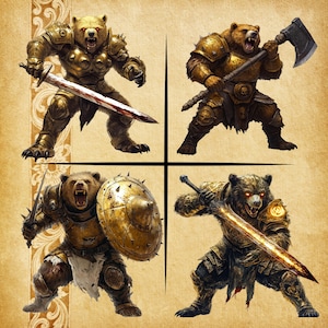 Fantasy Battle Bears Cliparts, Bear Warriors, Commercial Use, RPG , PNG ...
