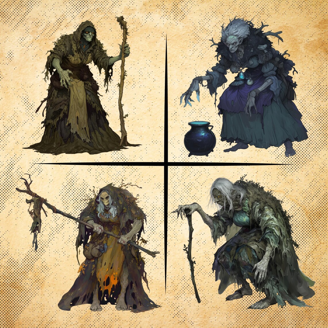 Swamp Hags – Wicked Witches From the Murky Depths , Fantasy Cliparts ...