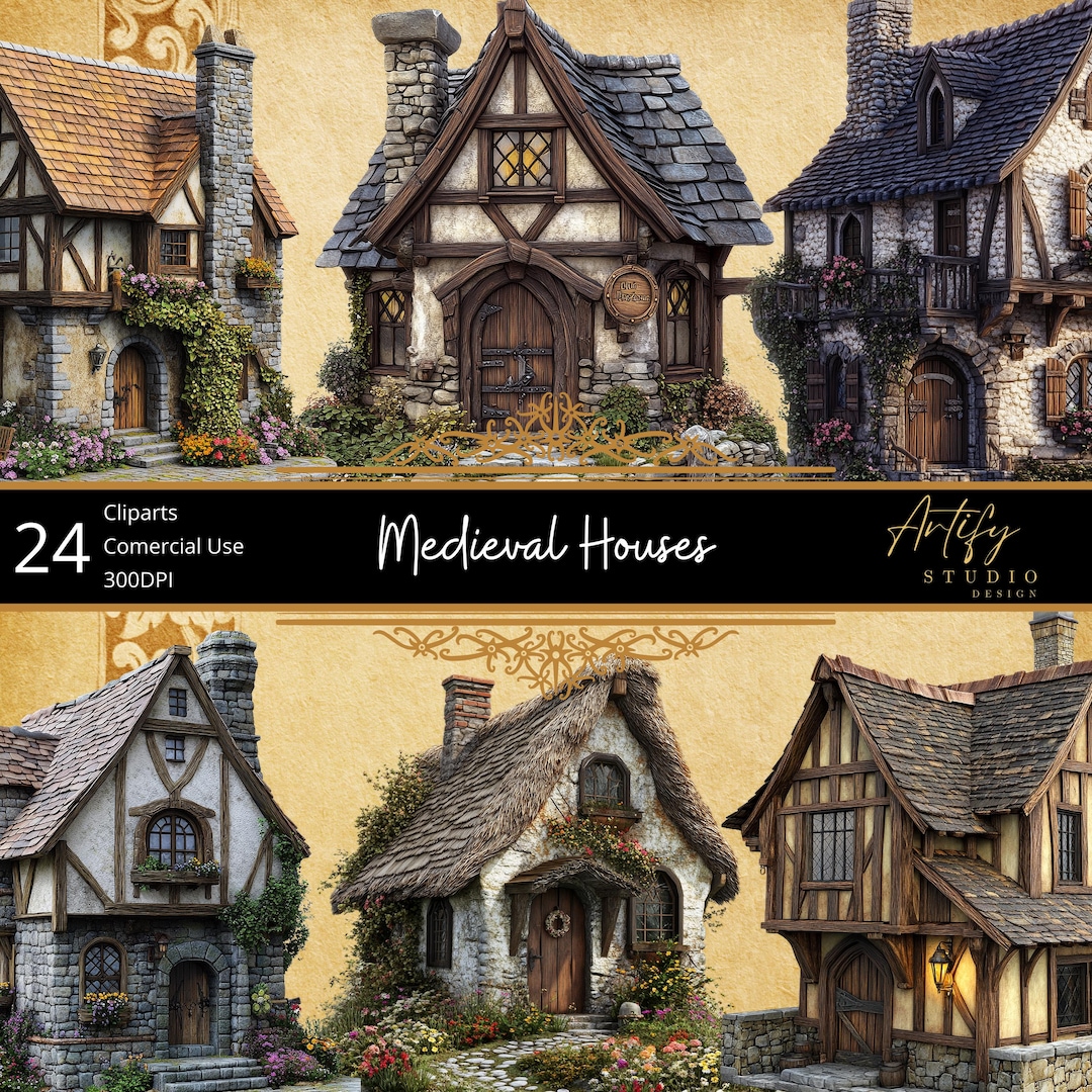24 Medieval Houses – Authentic Historical Buildings , Transparent ...