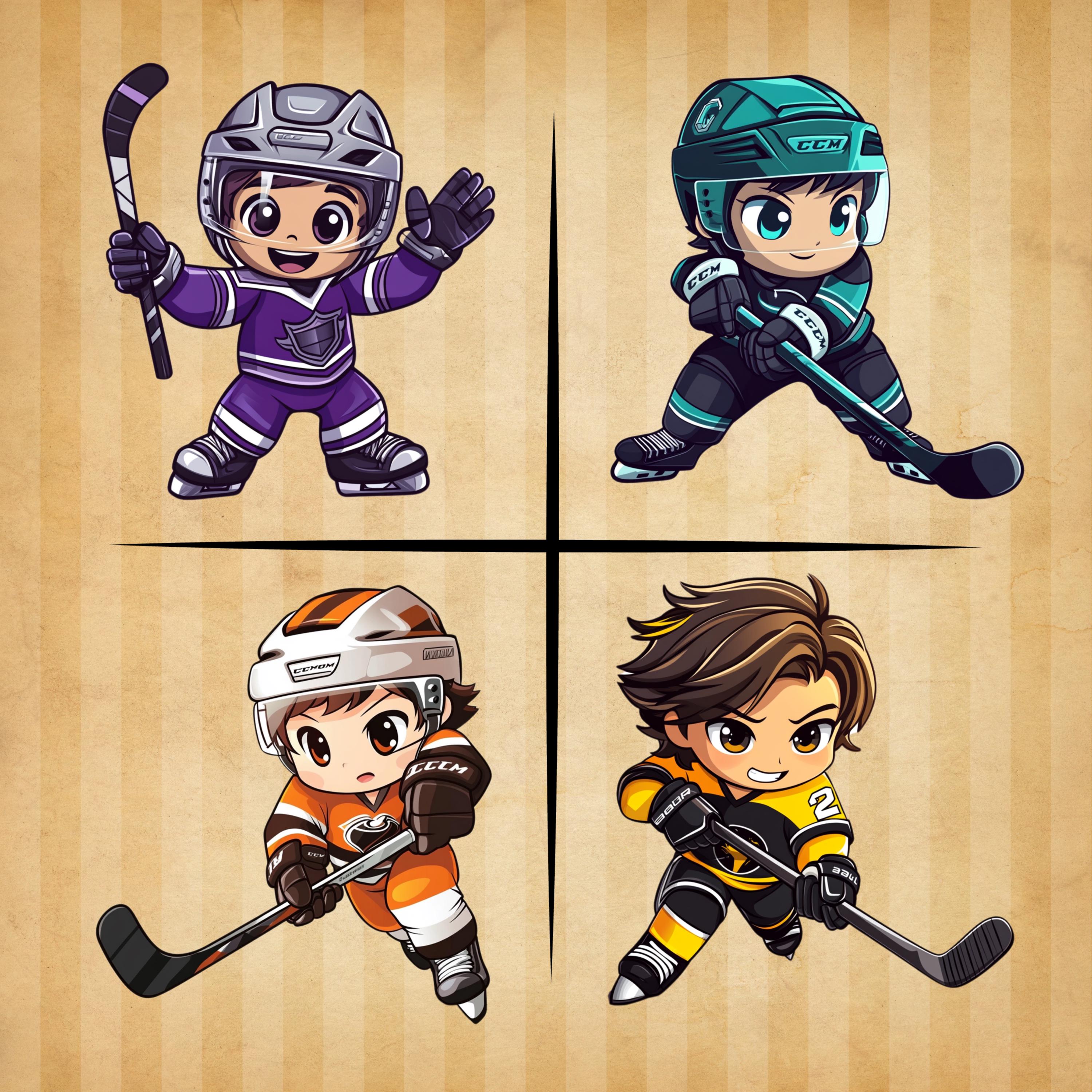 Chibi Hockey Players Clipart – 20 Cute Hockey Player Illustrations ...
