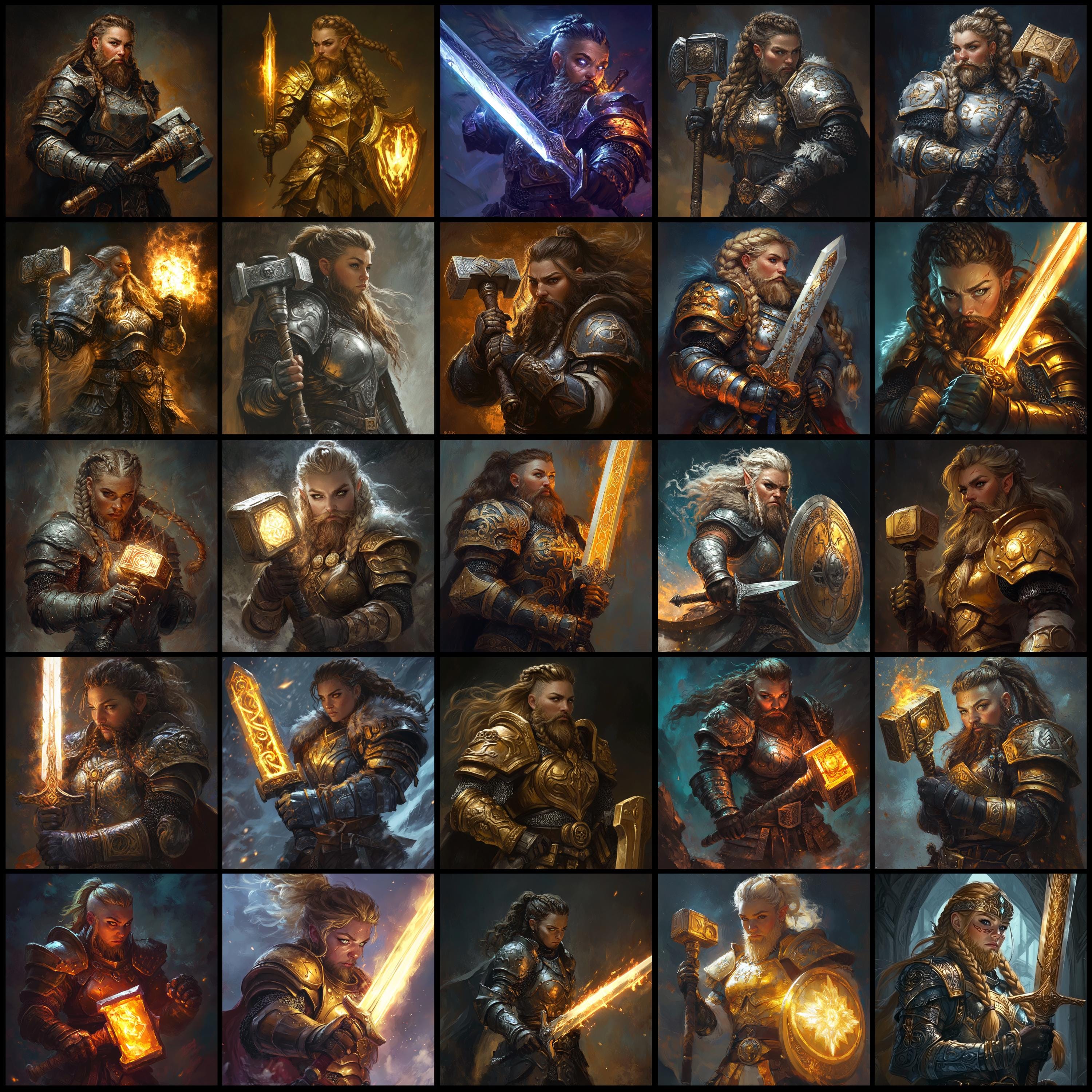 50 Female Dwarf Paladin Portraits – Guardians of Light , Fantasy TTRPG ...