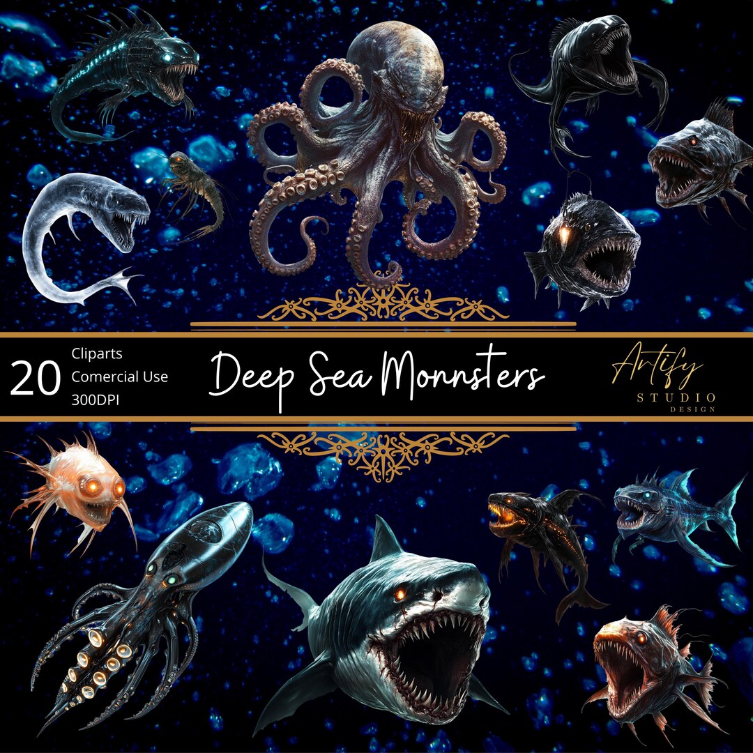Deep Sea Monsters Clipart – 20 Stunning Ocean Creatures , Transparent ...