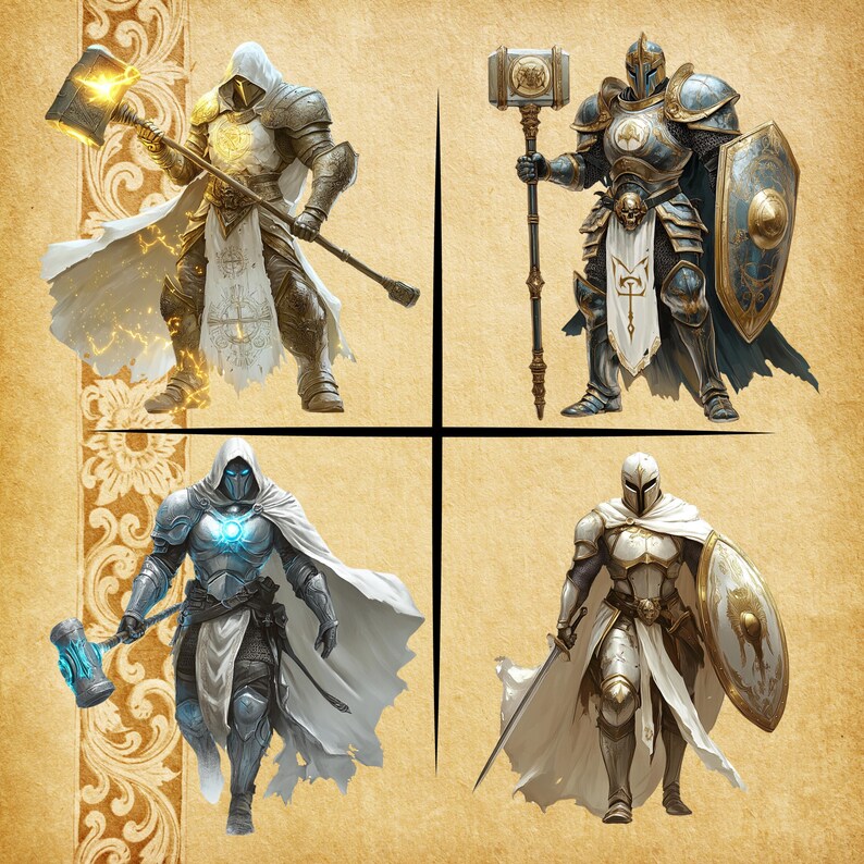 Holy Paladins Fantasy Cliparts, Paladin Warriors,commercial Use, RPG ...