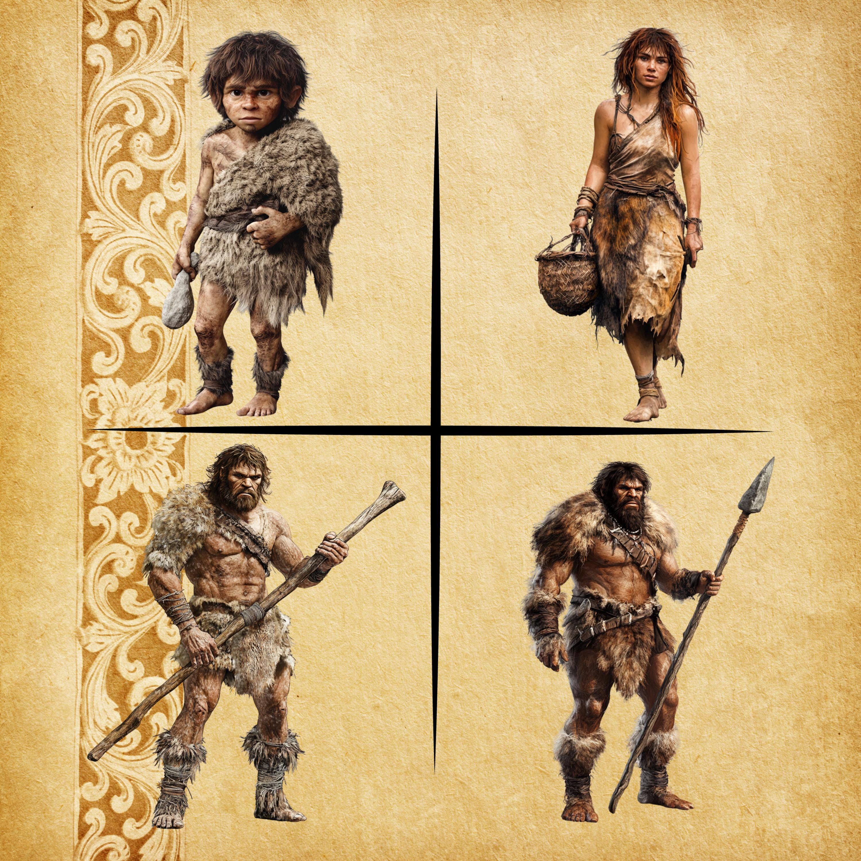 Neanderthal People Clipart – Prehistoric Humans From the Stone Age – 20 ...