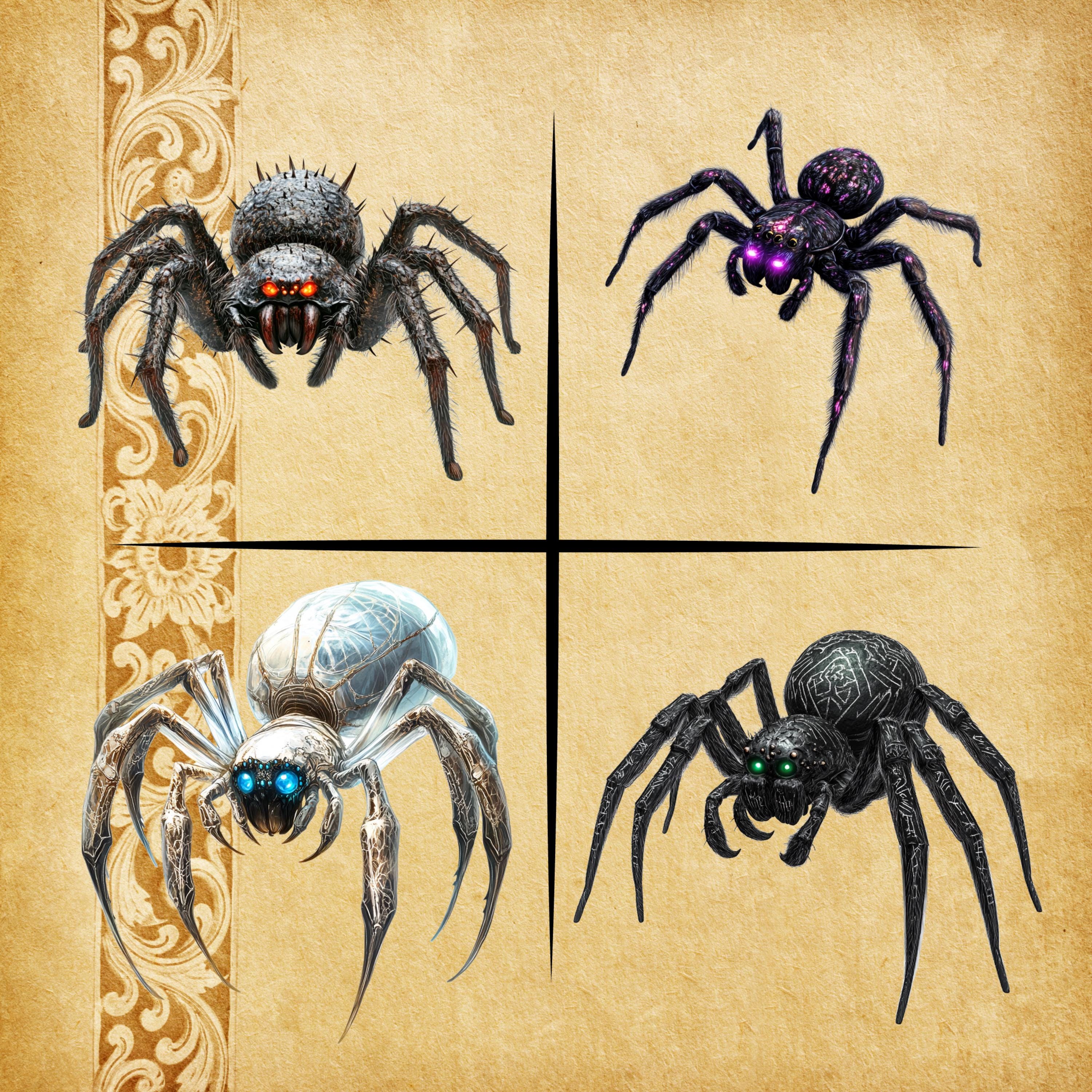 Fantasy Spiders Clipart – 20 Mystical and Menacing Spiders for Your ...