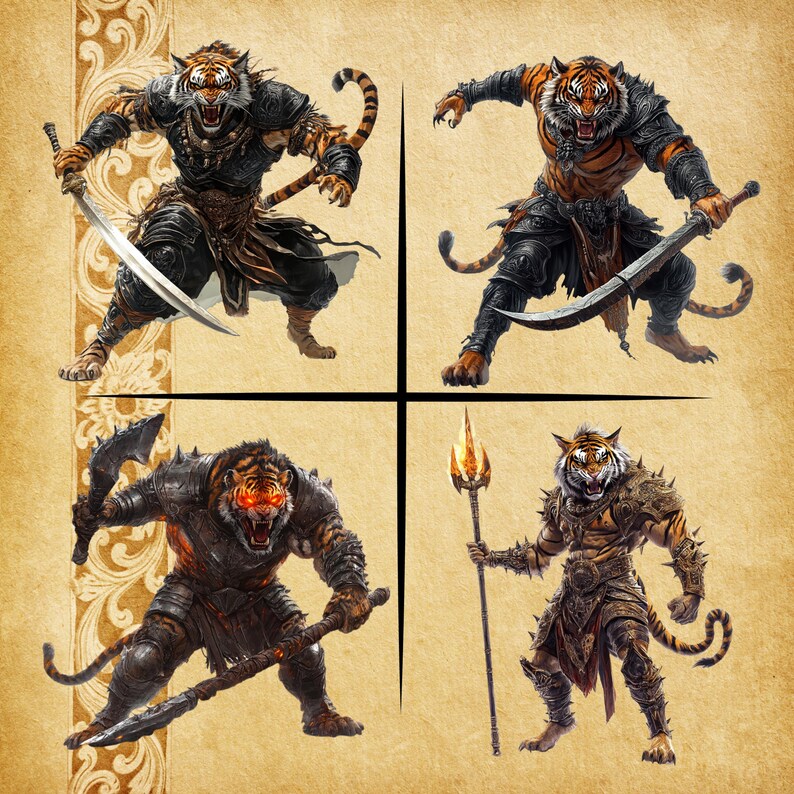 Raksasa – Tigerfolk Warriors & Mages – 24 Fantasy Cliparts ...